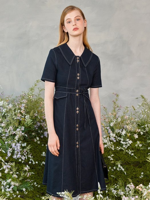 Two Button Collar Stitch Dress | KRAZZY