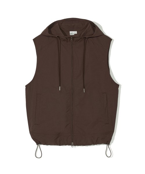 Wind Fiber Hooded Vest Brown | KRAZZY