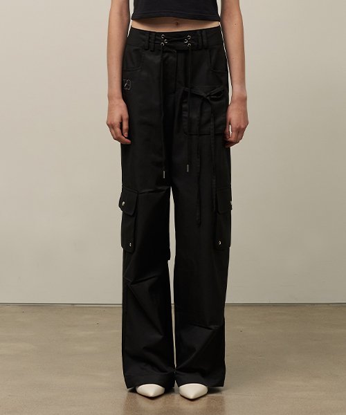 STRING CARGO BANDING PANTS BLACK | KRAZZY